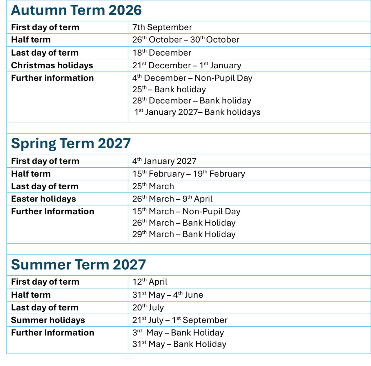 Term Dates | King Edward VI Community College